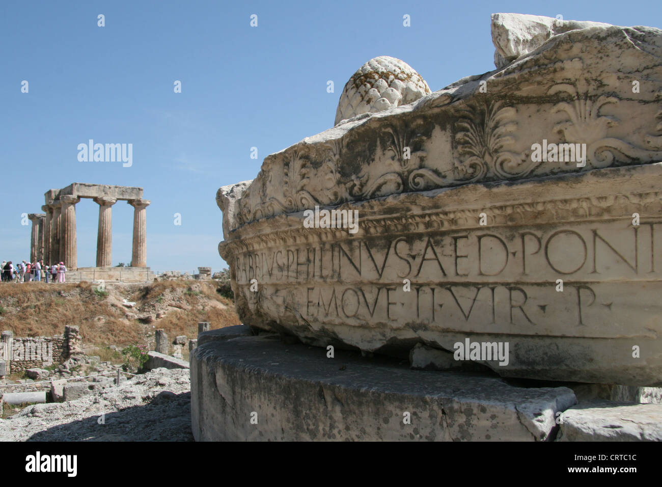 Temple of Apollo, at the Ancient ruins of Corinth, Greece Stock Photo ...
