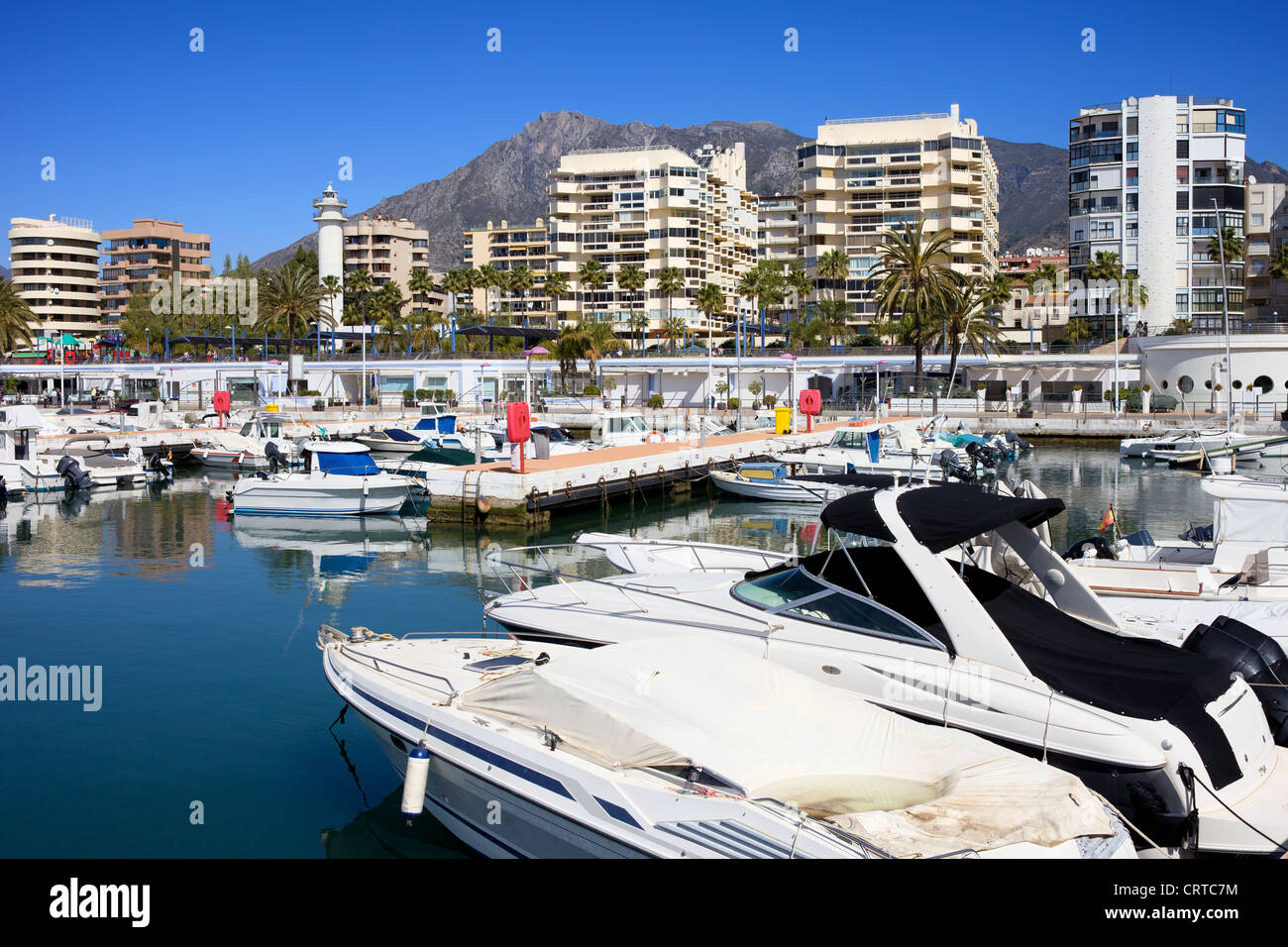 Harbour in resort city of Marbella, popular vacation destination in ...
