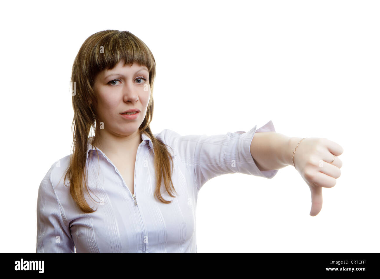 young girl is a gesture of contempt. white background Stock Photo - Alamy