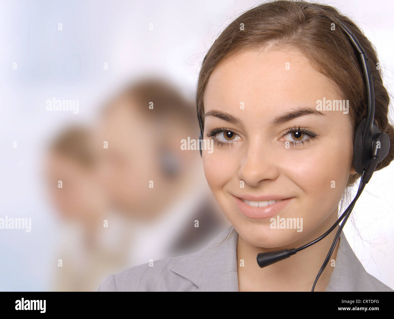 Group of successful customer service people, with focus on a female ...
