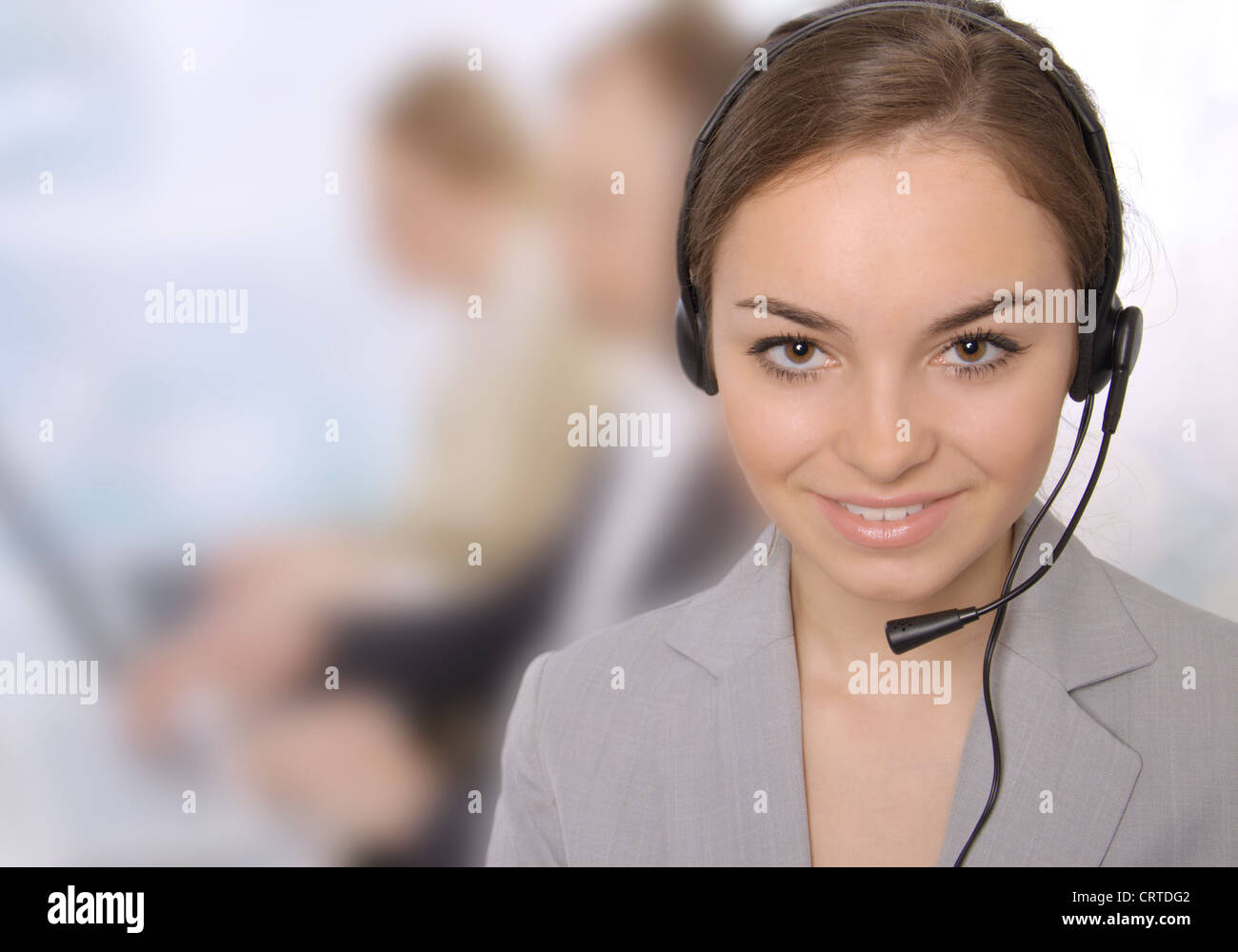 Group of successful customer service people, with focus on a female ...