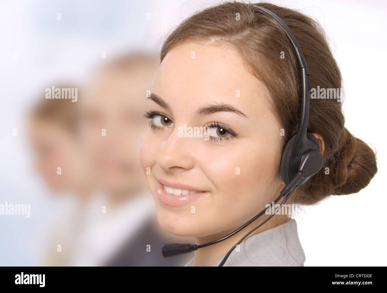 Group of successful customer service people, with focus on a female ...