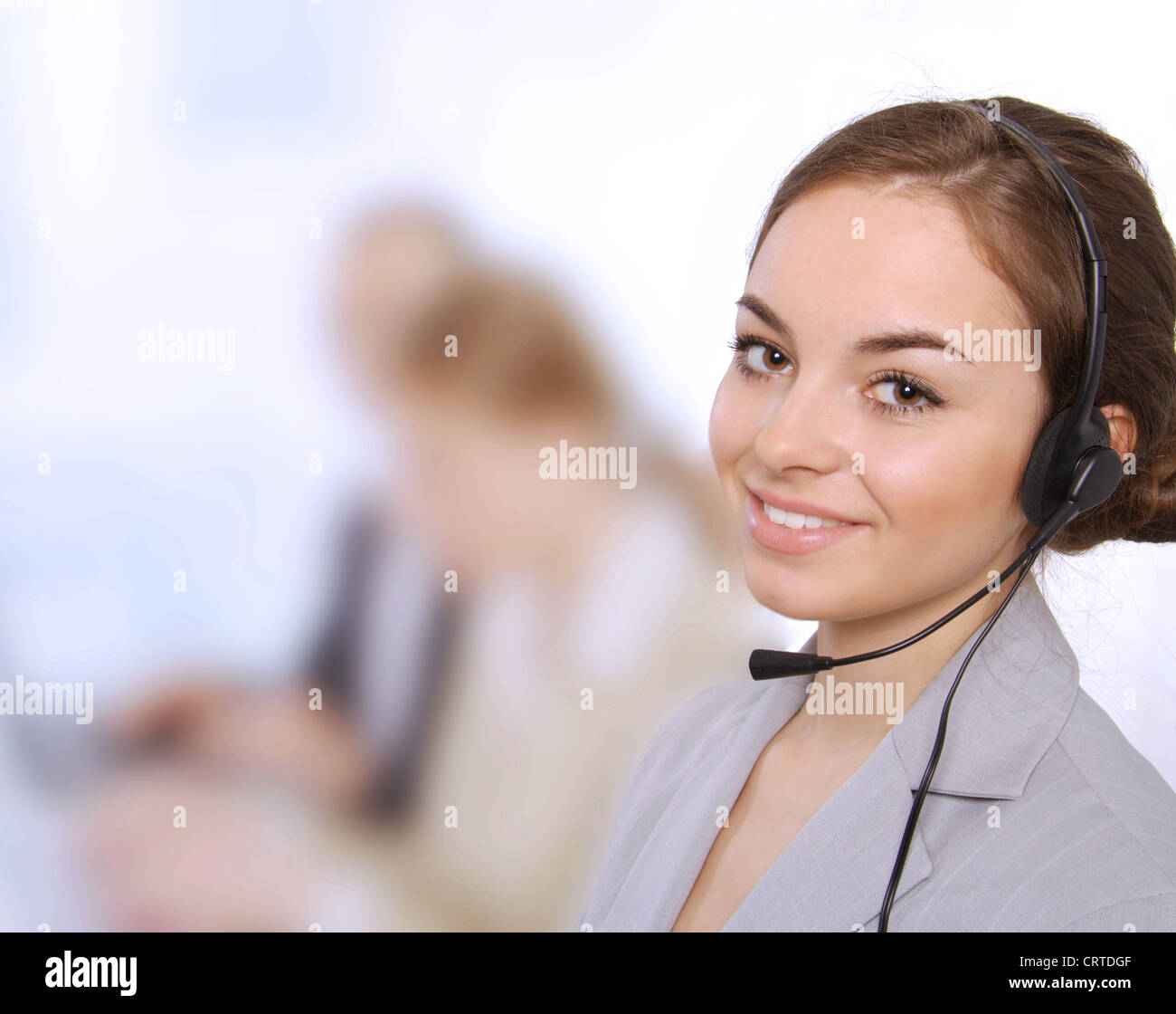 Group of successful customer service people, with focus on a female ...