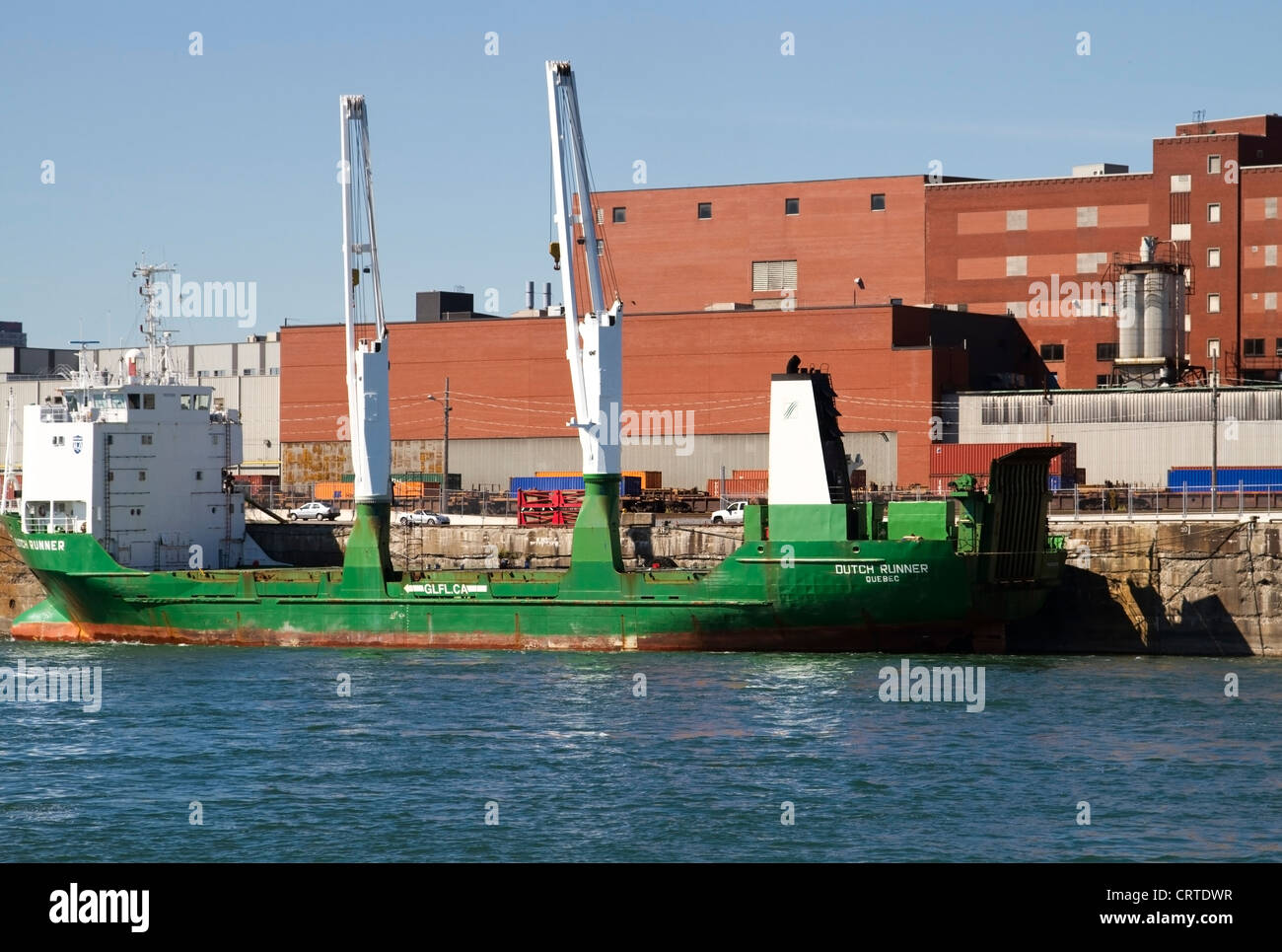 Container ship on the Saint Laurent River in Montreal, Quebec Stock ...