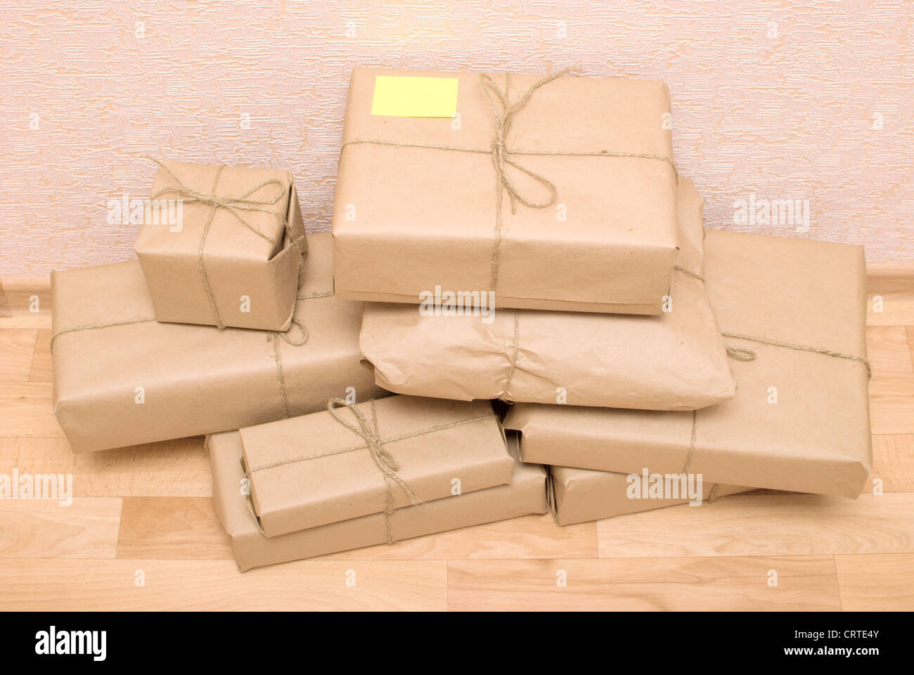 parcels on a floor Stock Photo - Alamy