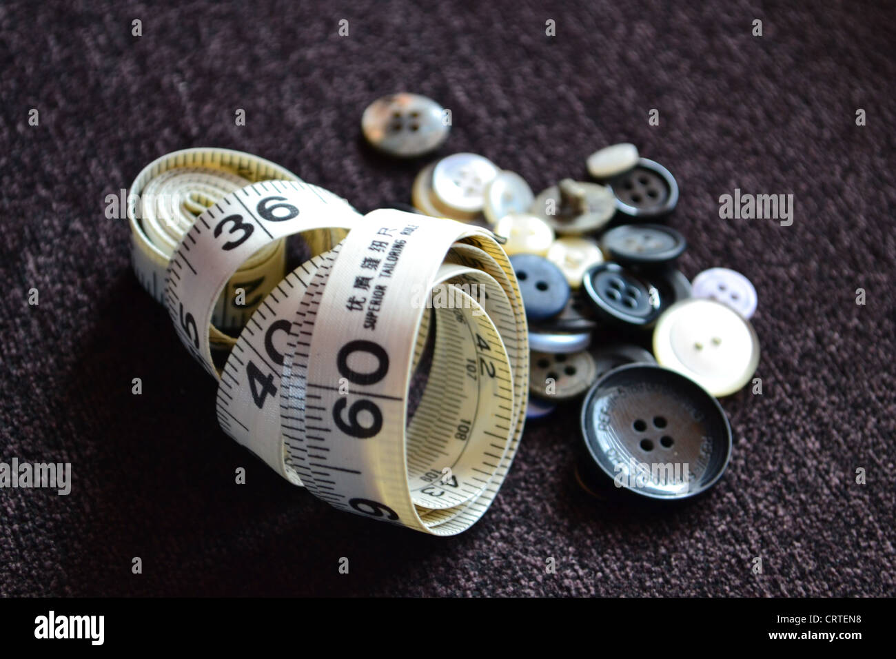 Buttons and Measurer Stock Photo - Alamy