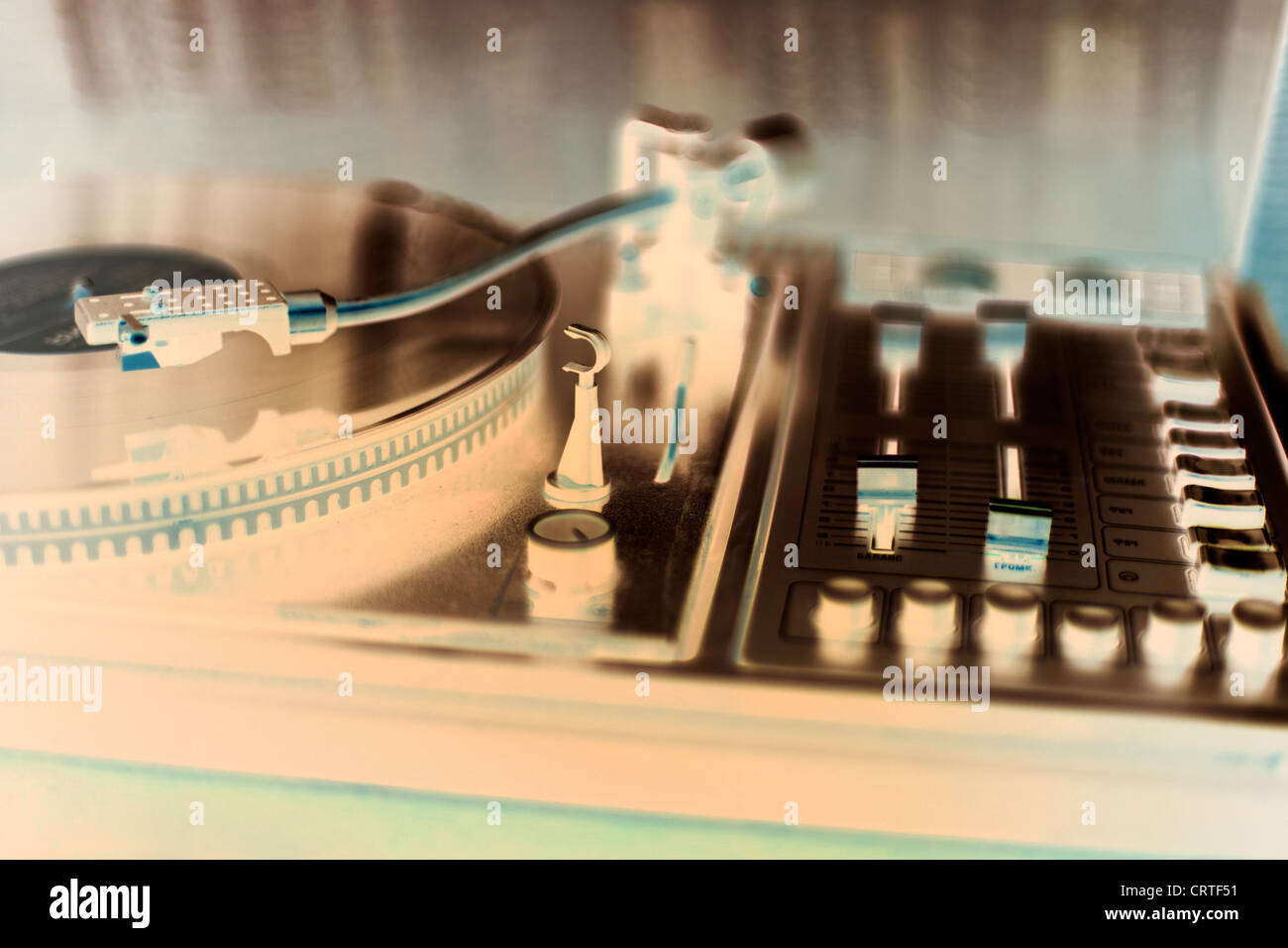 Shaded vinyl player controllers and ready placed vinyl Stock Photo - Alamy