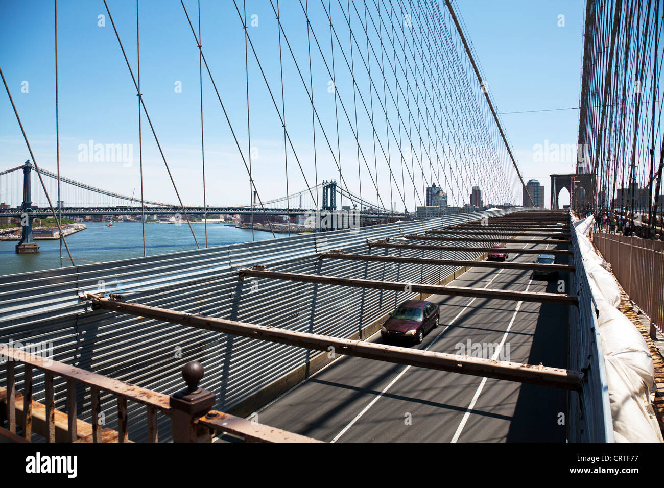 New York city Manhattan icon iconic Brooklyn bridge looking down ...