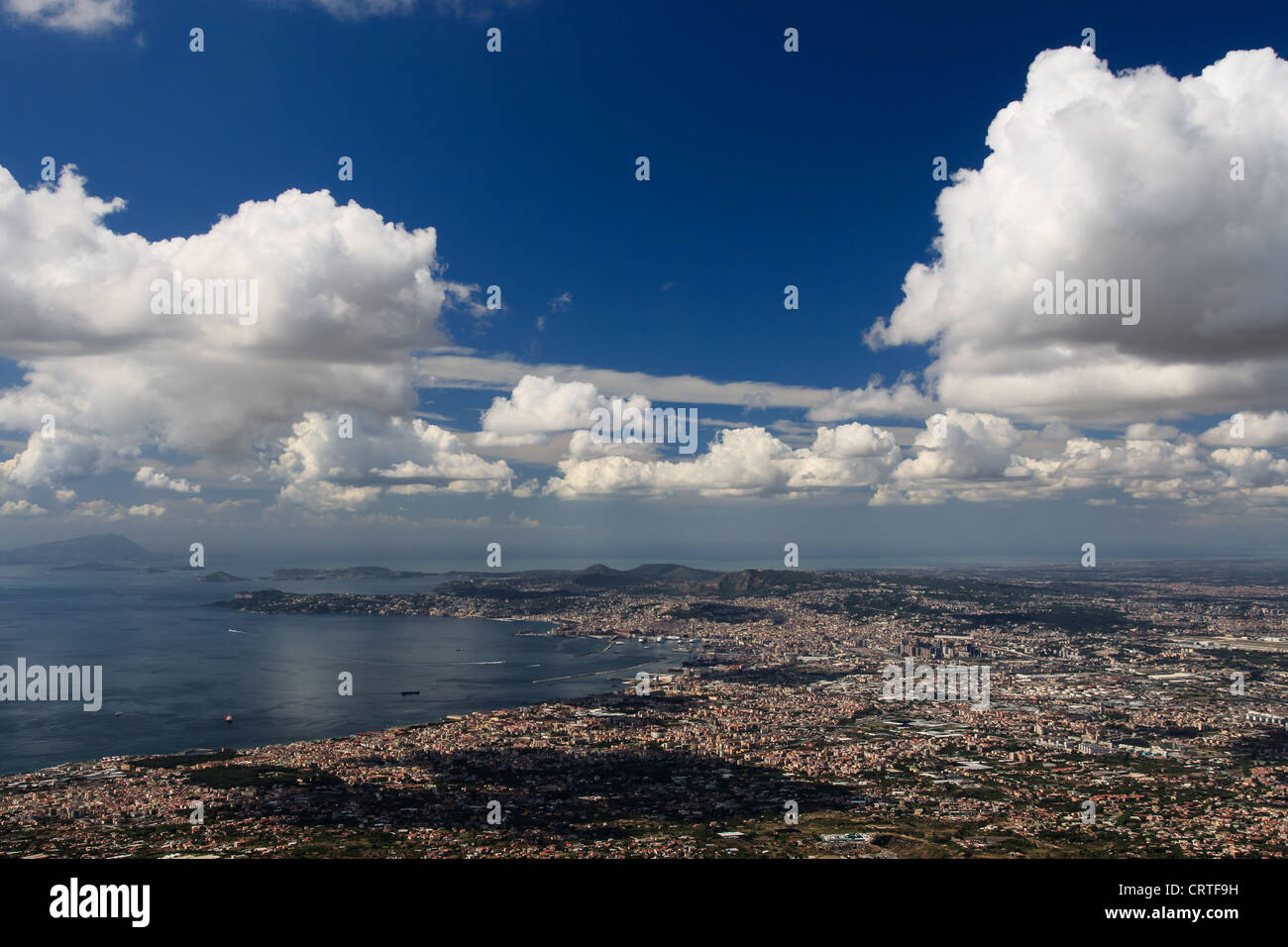 Cityscape view of Naples City and Bay from Vesuvius Peak Stock Photo ...