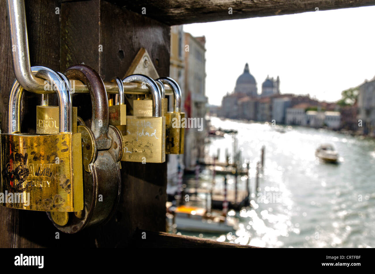 Love padlocks Grand Canal Venice (Venezia) Veneto Italy Europe Stock ...