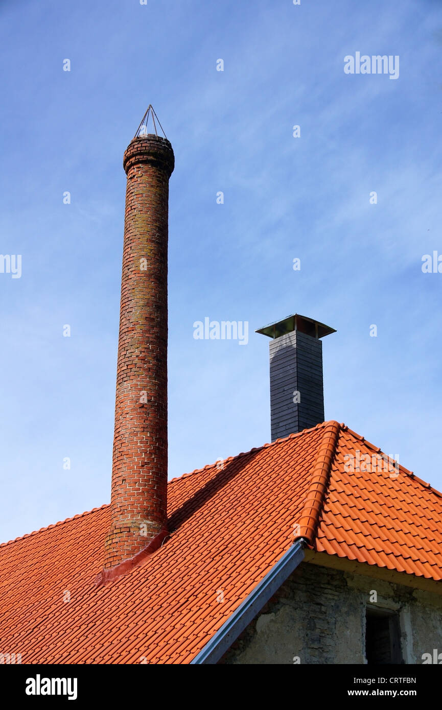 Brick chimney stack roof tiles hi-res stock photography and images - Alamy