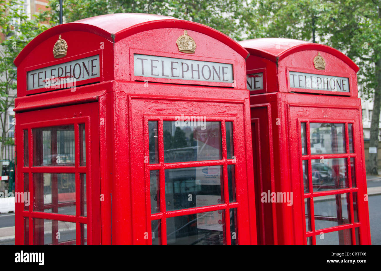 Two Red Telephone Box Stock Photo - Alamy