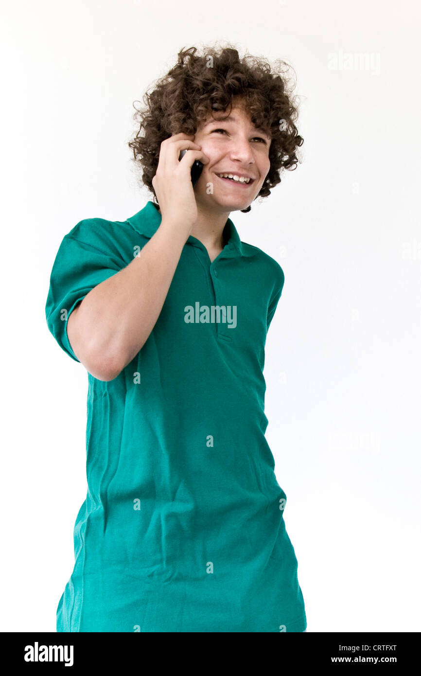Boy with mobile Stock Photo - Alamy