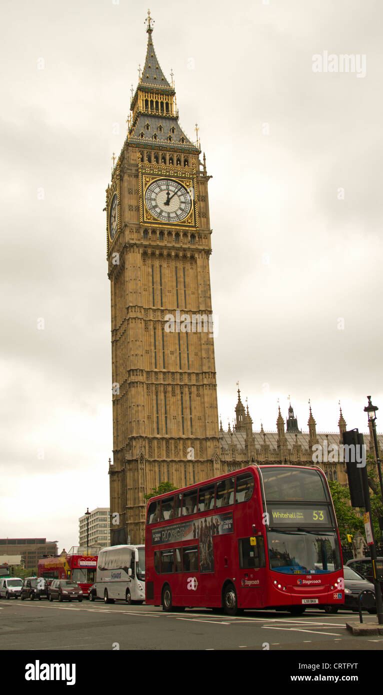 London Bus in front of Big Ben Stock Photo - Alamy
