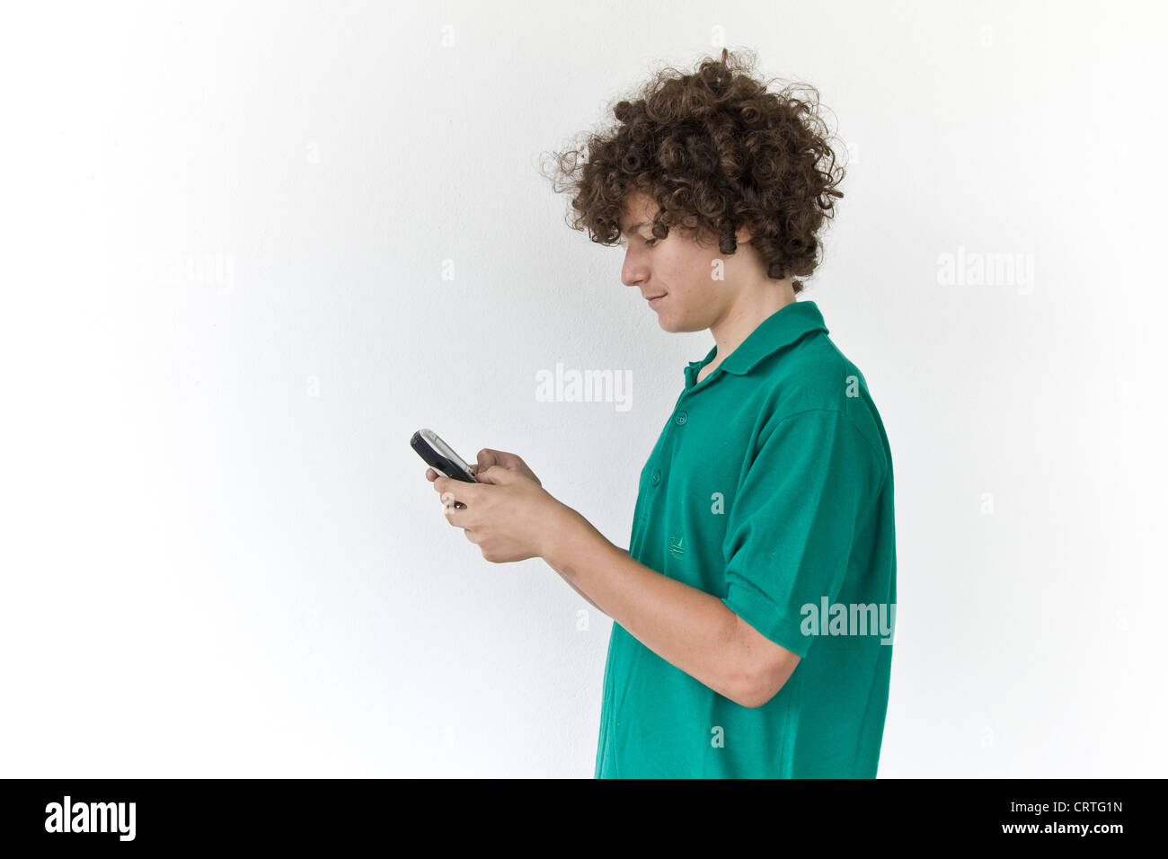 Boy with mobile Stock Photo - Alamy
