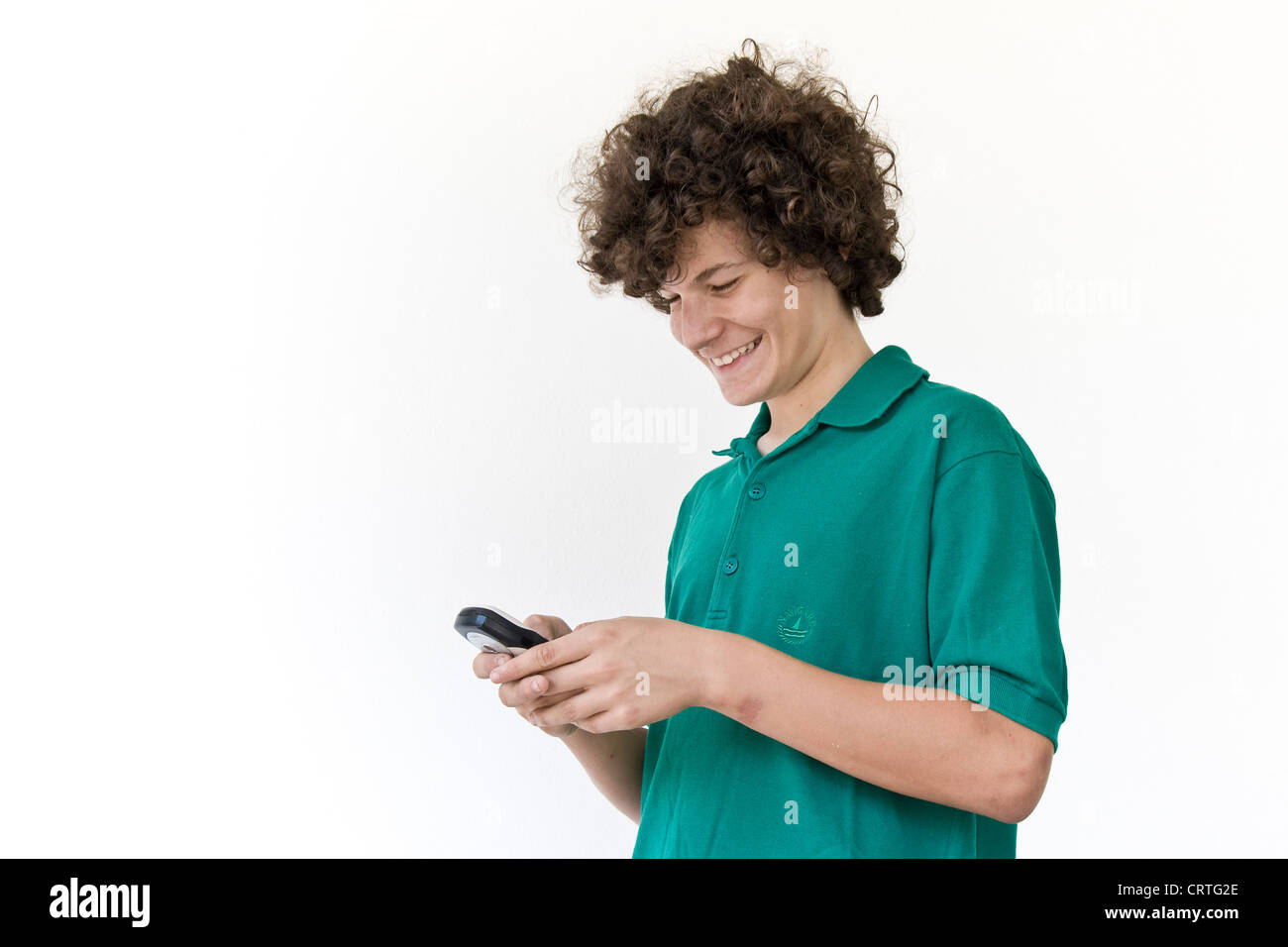 Boy with mobile Stock Photo - Alamy