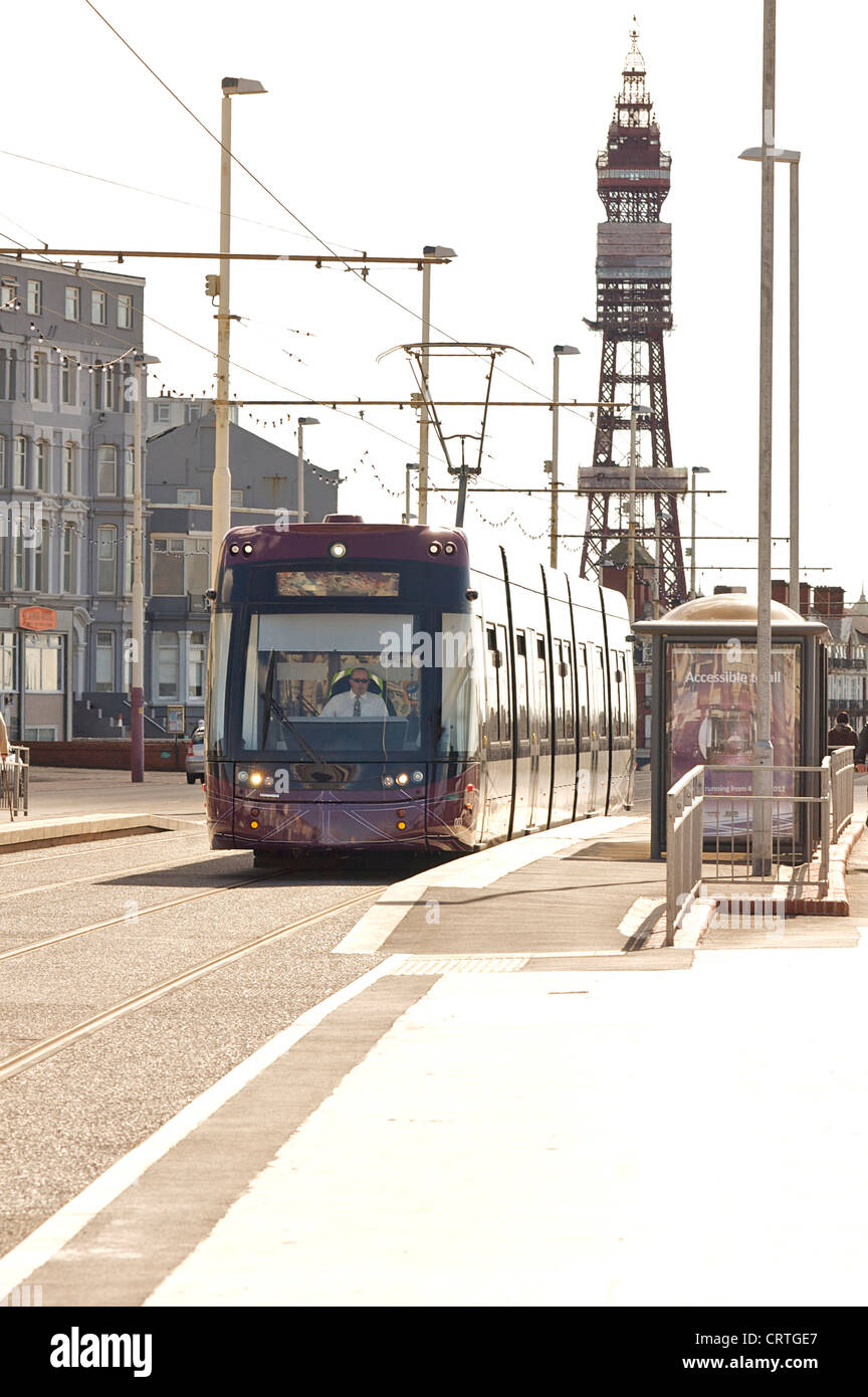 New Blackpool tramway in operation along the resorts seafront Stock ...
