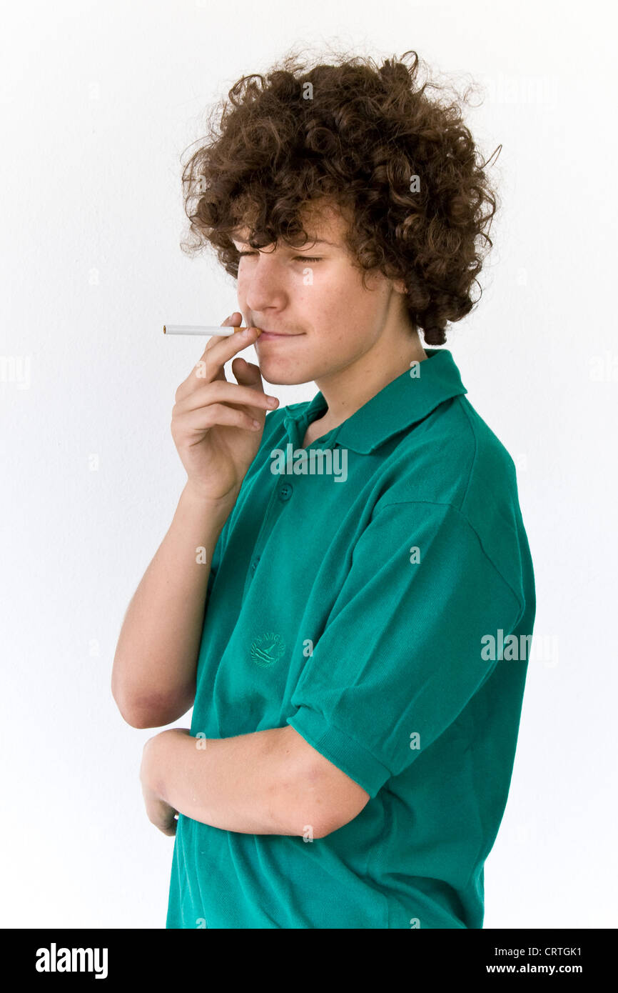 Boy with cigarette Stock Photo - Alamy