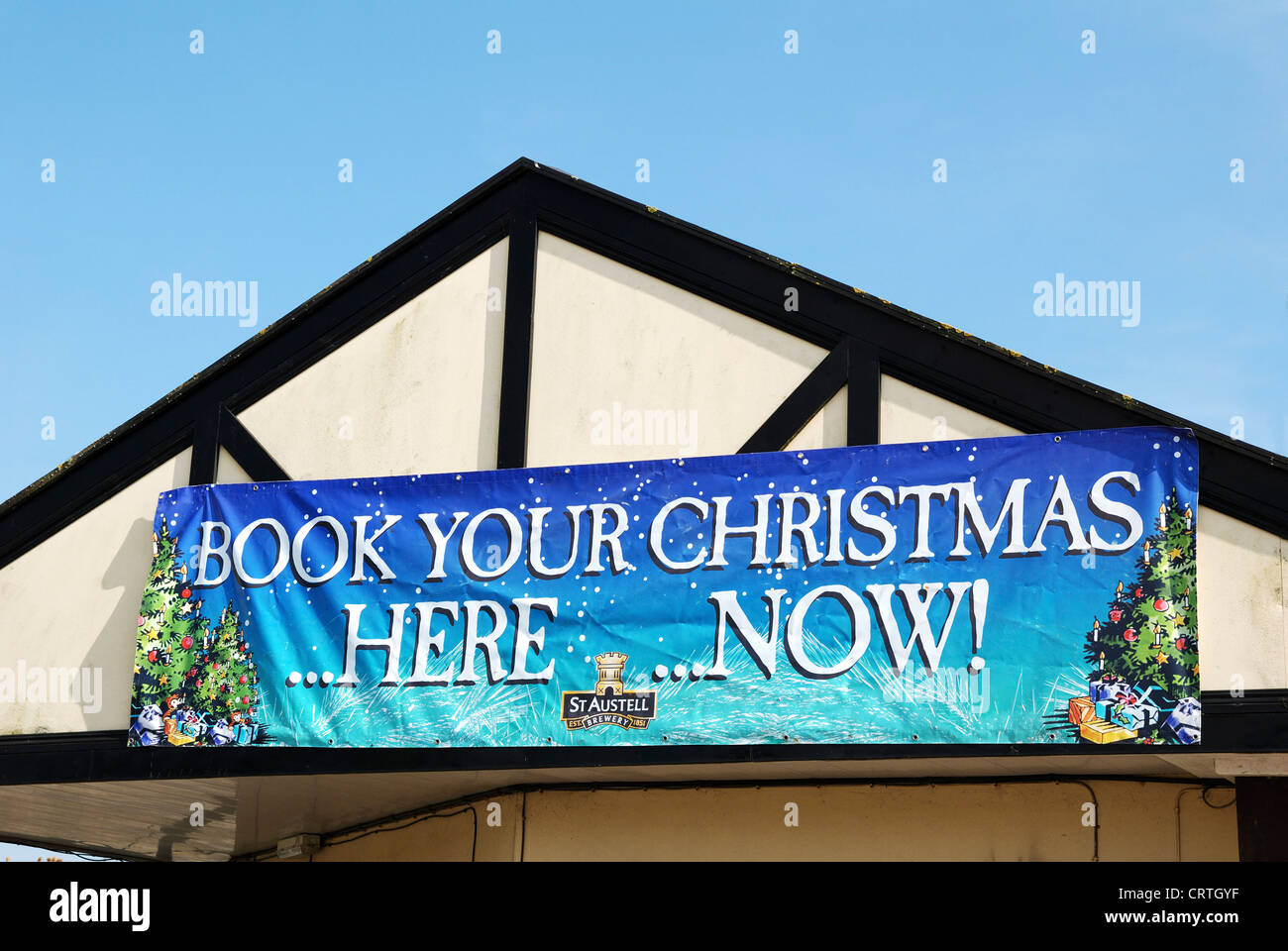 A Christmas party booking advert on the outside of a pub in Truro ...