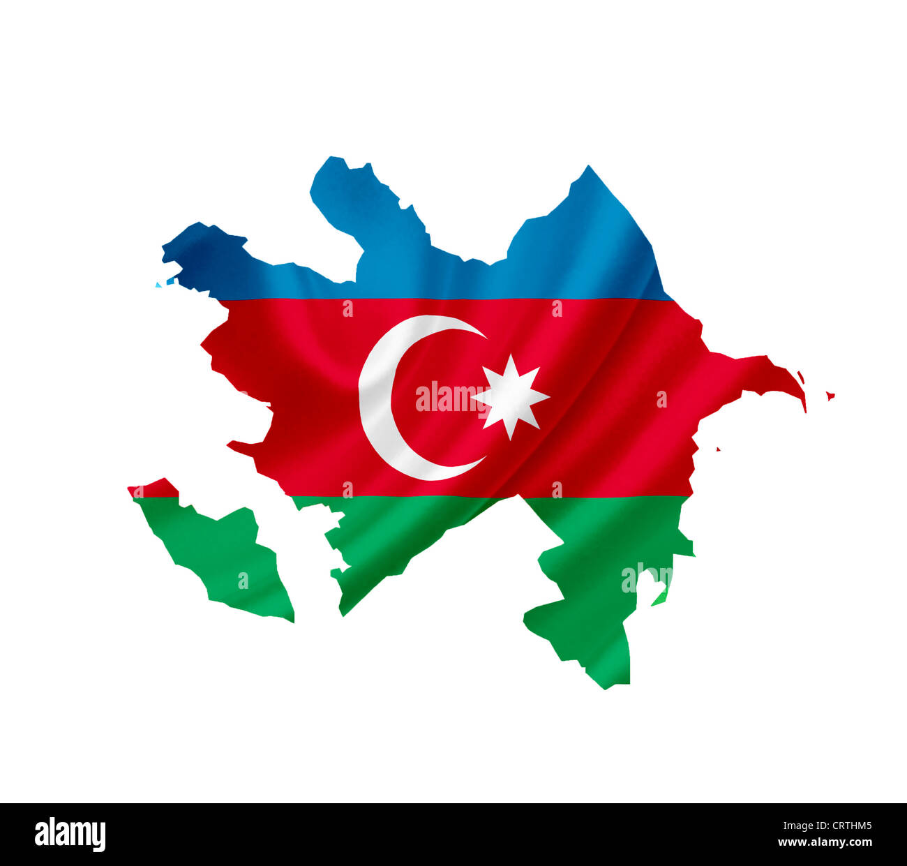 Map of Azerbaijan with waving flag isolated on white Stock Photo - Alamy