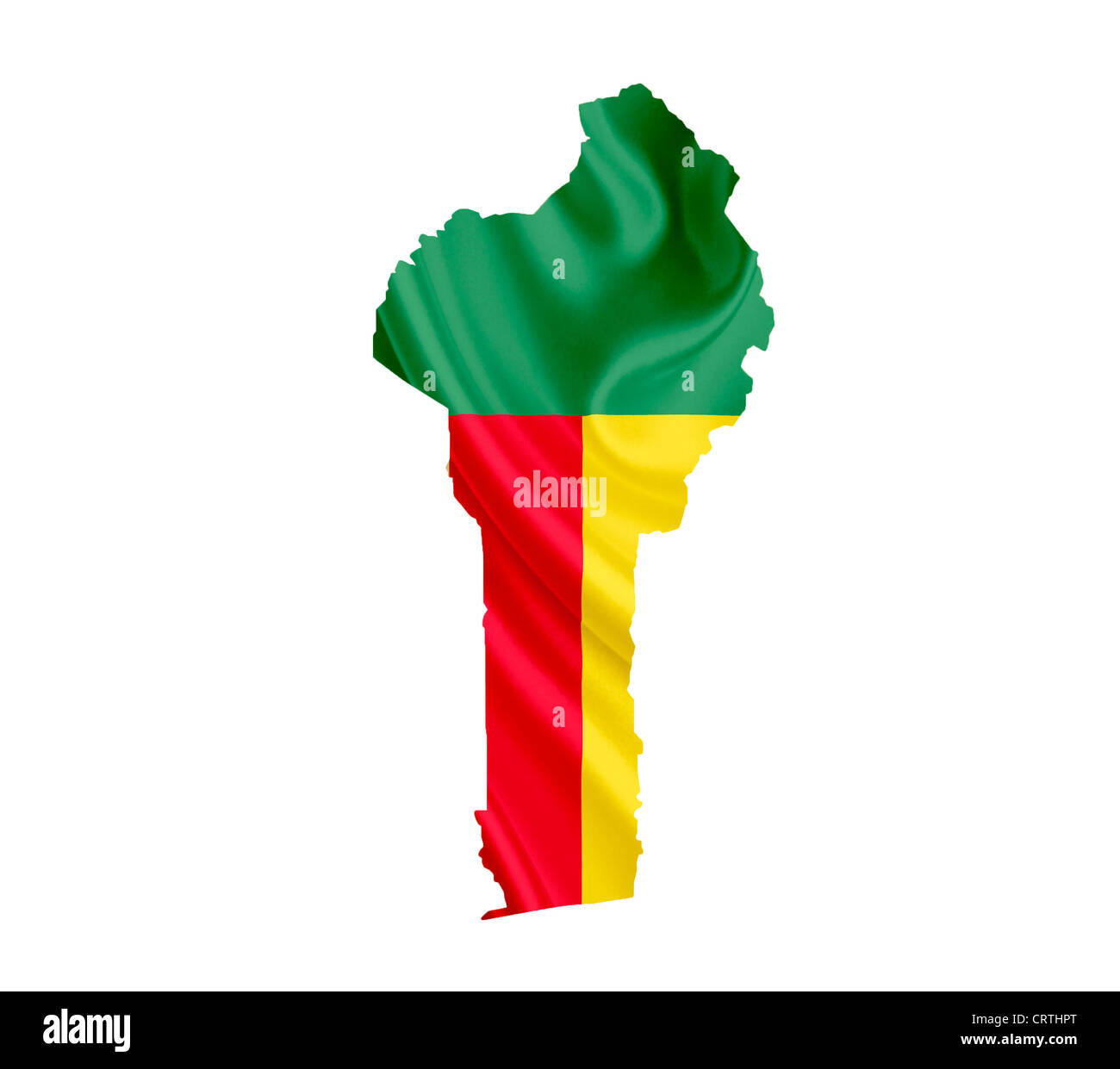 Map of Benin with waving flag isolated on white Stock Photo - Alamy