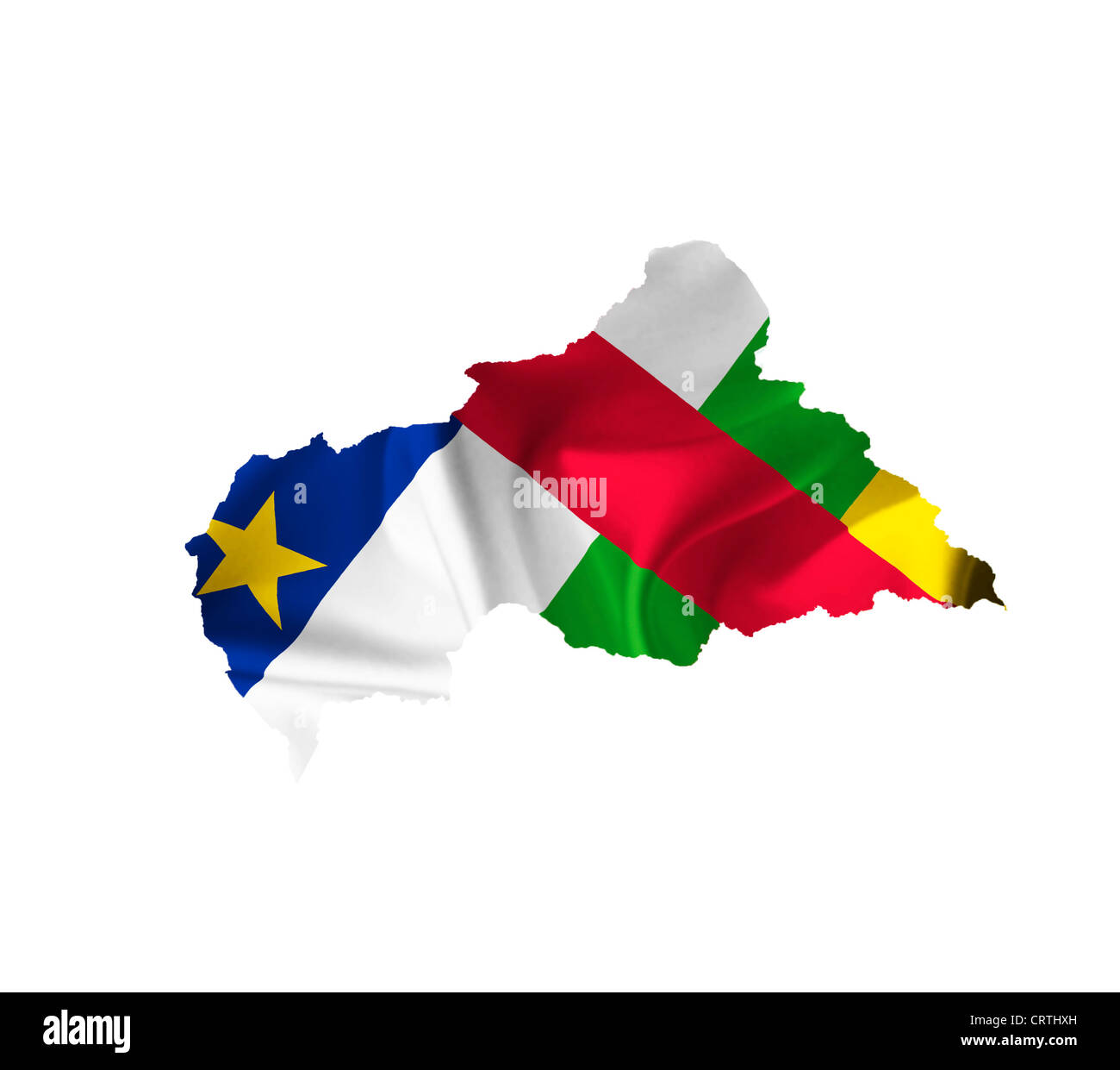 Map of Central African Republic with waving flag isolated on white ...