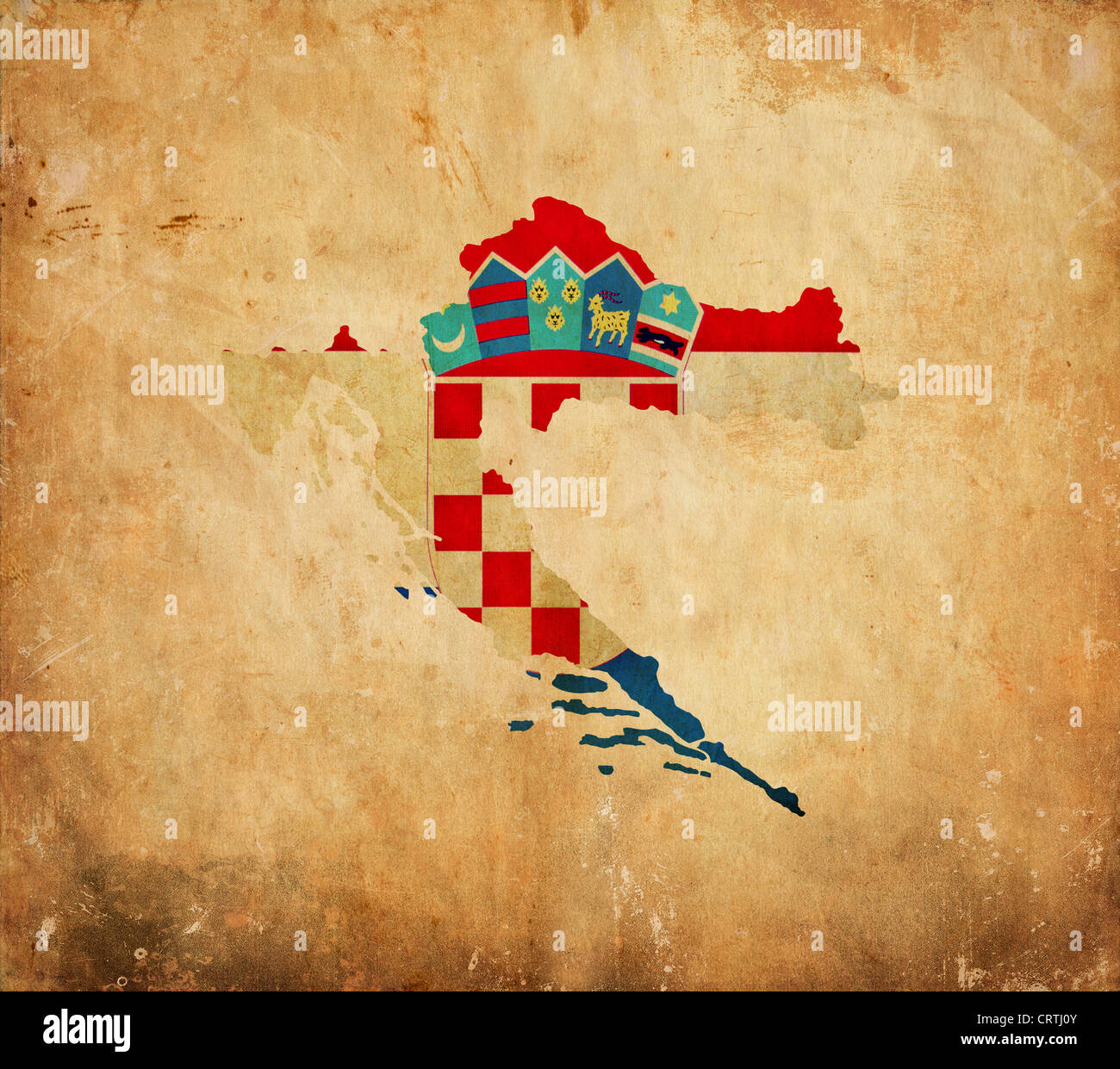 Vintage map of Croatia on grunge paper Stock Photo - Alamy