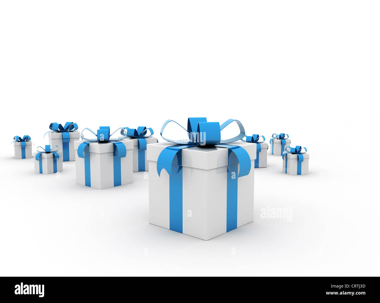 Celebration background illustration. Group of blue ribbon gift boxes ...