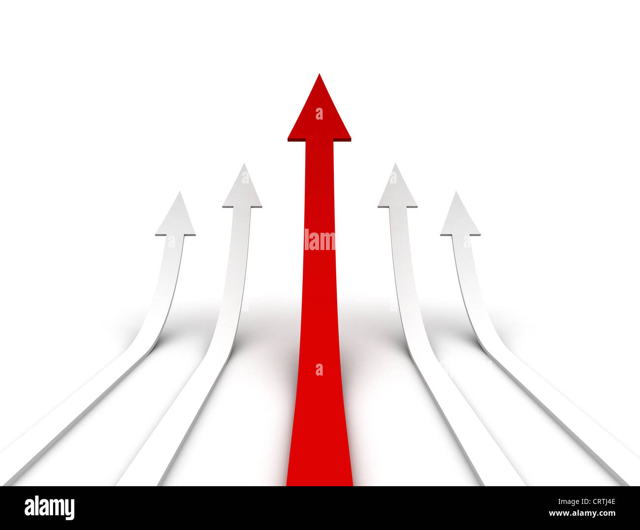 Rising arrows single red taking the lead Stock Photo - Alamy