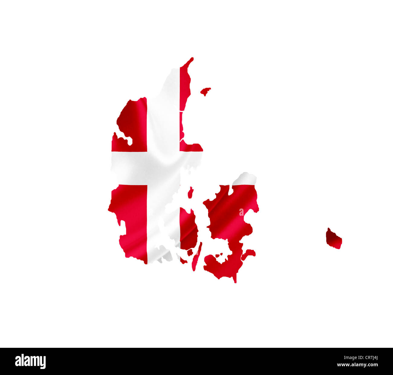 Map of Denmark with waving flag isolated on white Stock Photo - Alamy