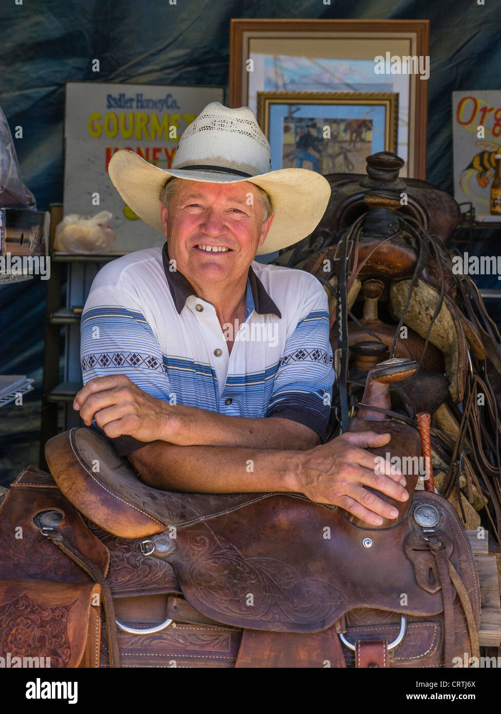 A portrait of C.R. Sadler a cowboy artist, saddle maker and bee keeper ...