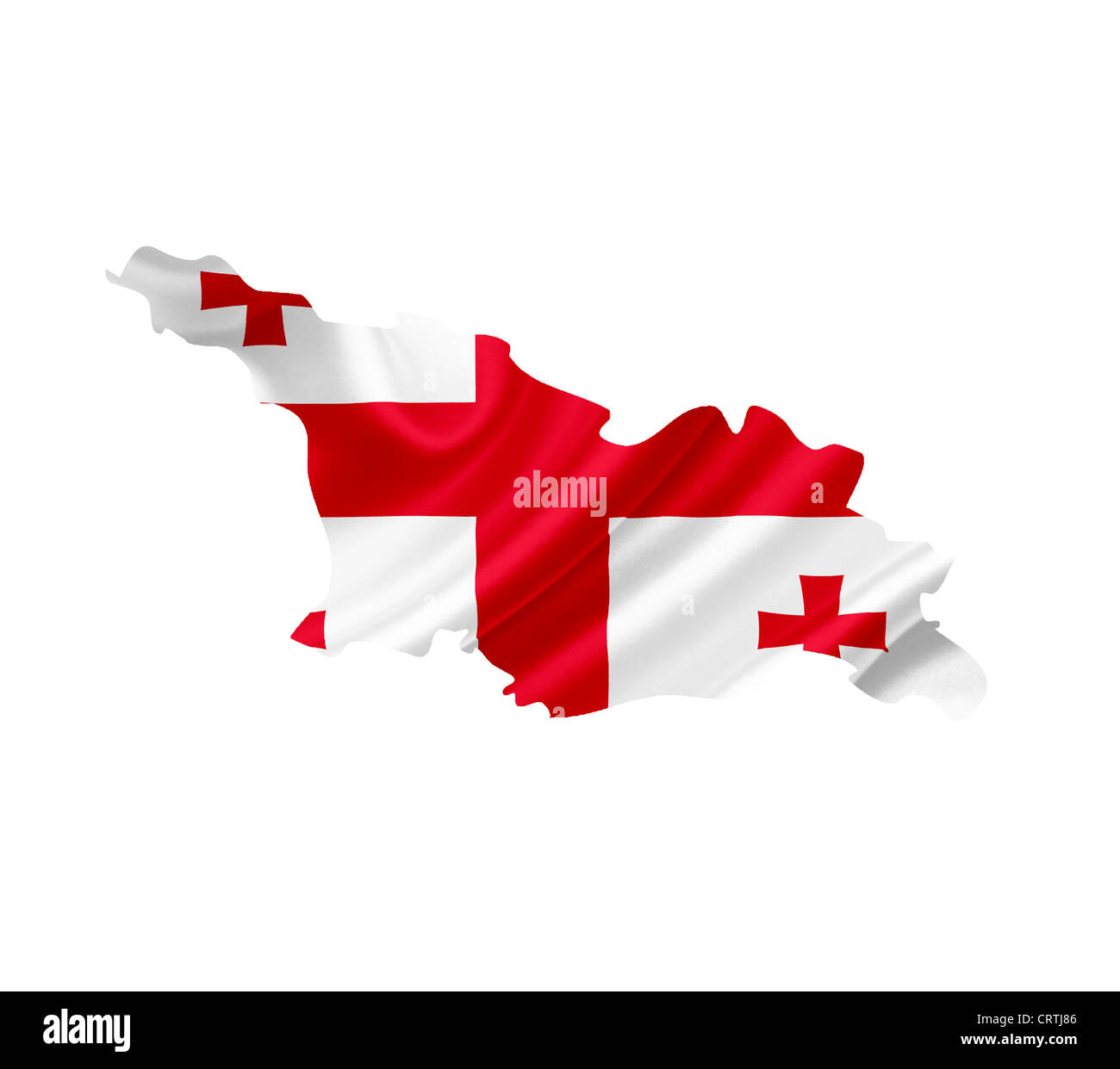 Map of Georgia with waving flag isolated on white Stock Photo - Alamy