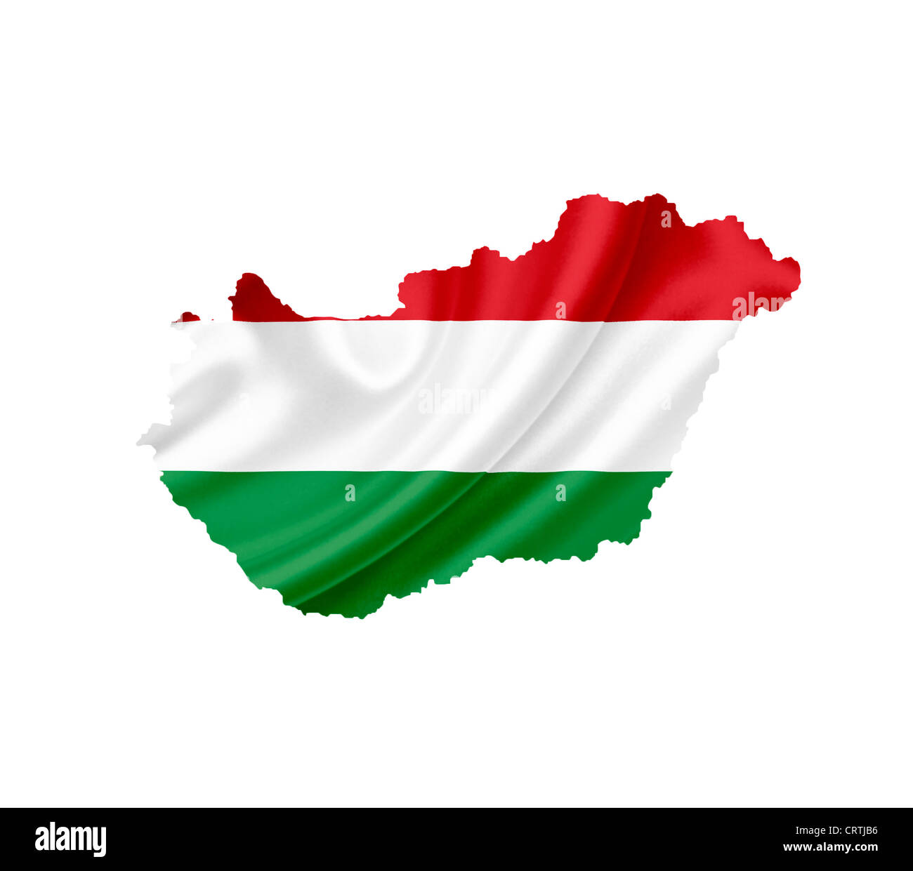 Map of Hungary with waving flag isolated on white Stock Photo - Alamy