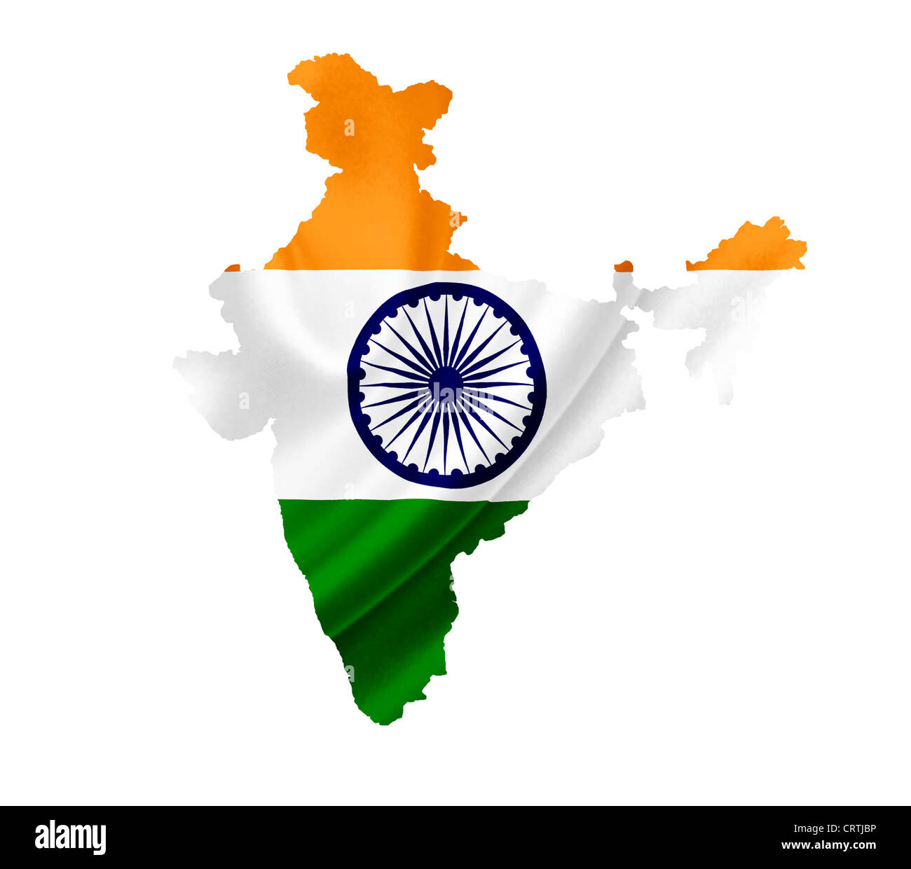 Map of India with waving flag isolated on white Stock Photo - Alamy