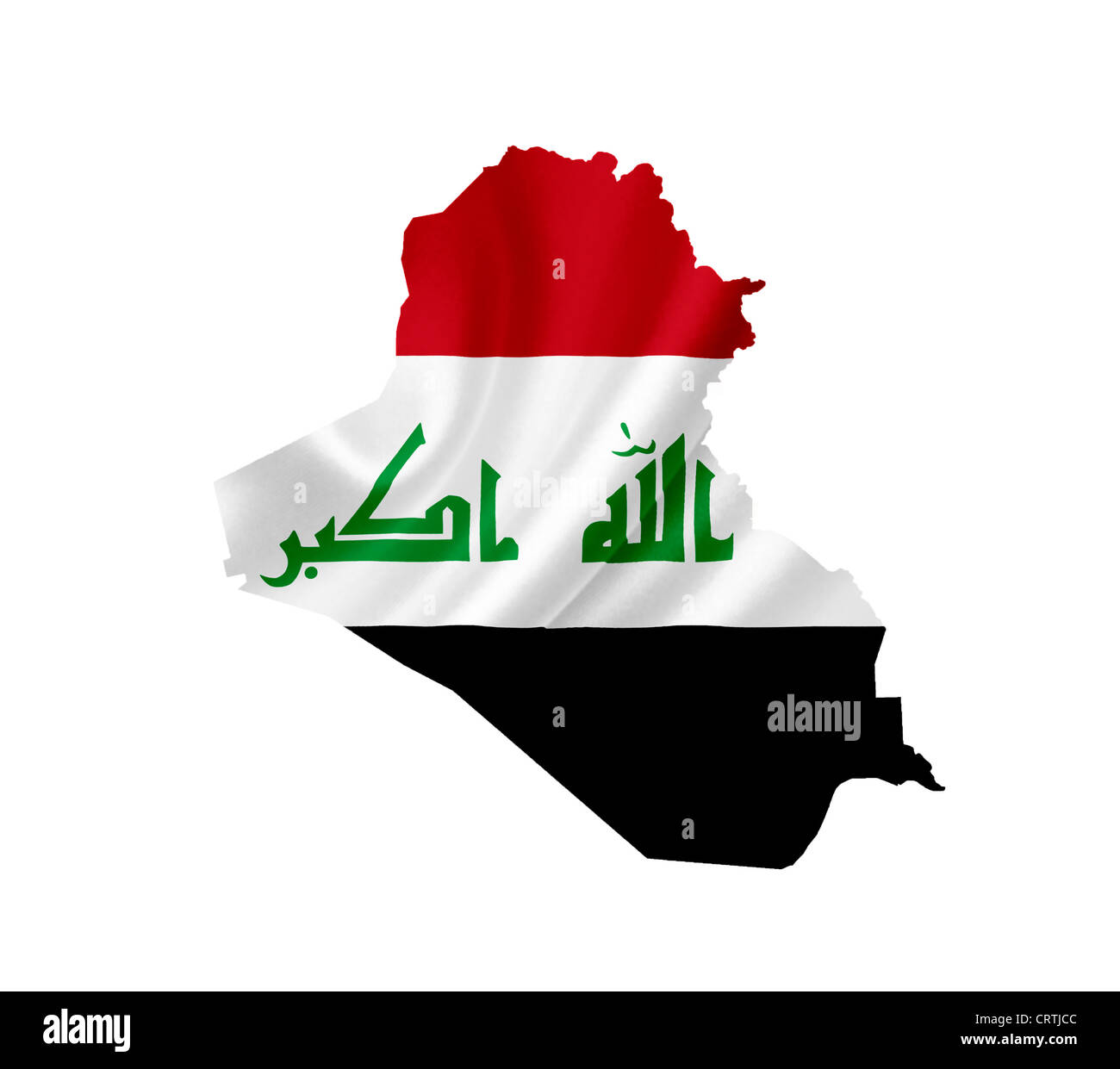 Map of Iraq with waving flag isolated on white Stock Photo - Alamy