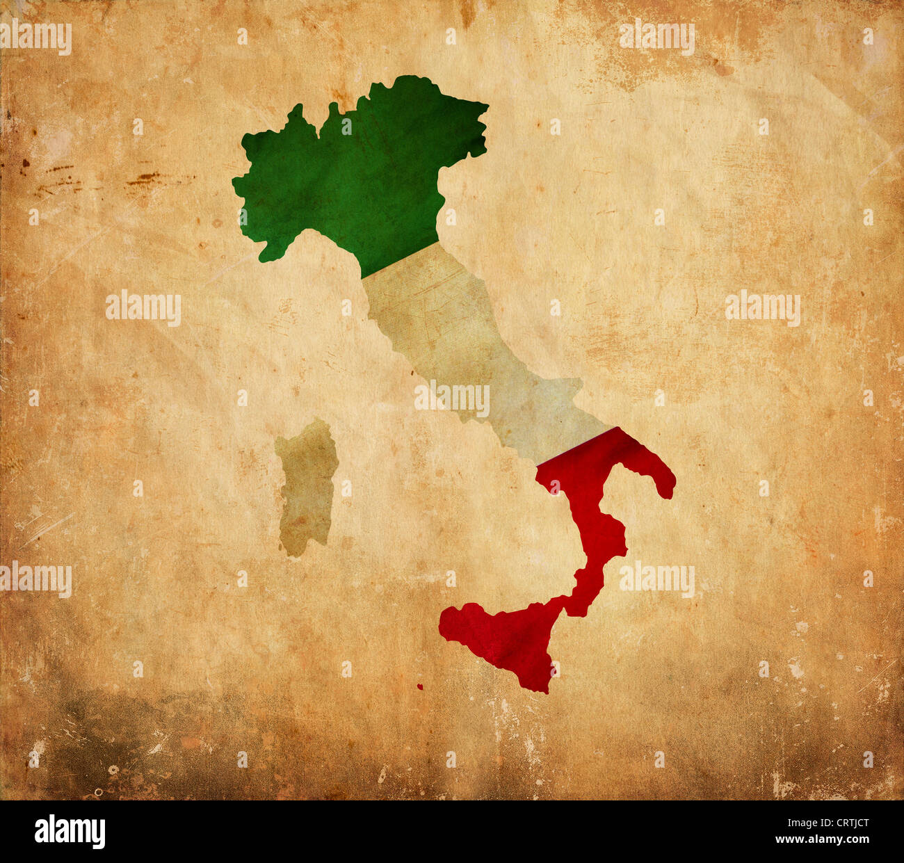 Vintage map of Italy on grunge paper Stock Photo - Alamy