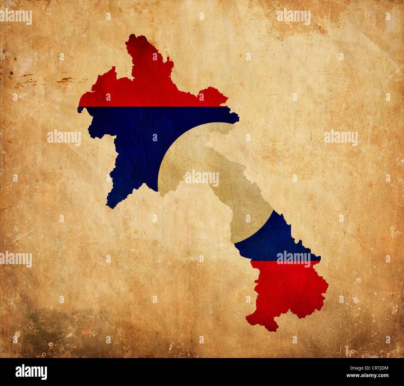 Vintage map of Laos on grunge paper Stock Photo - Alamy