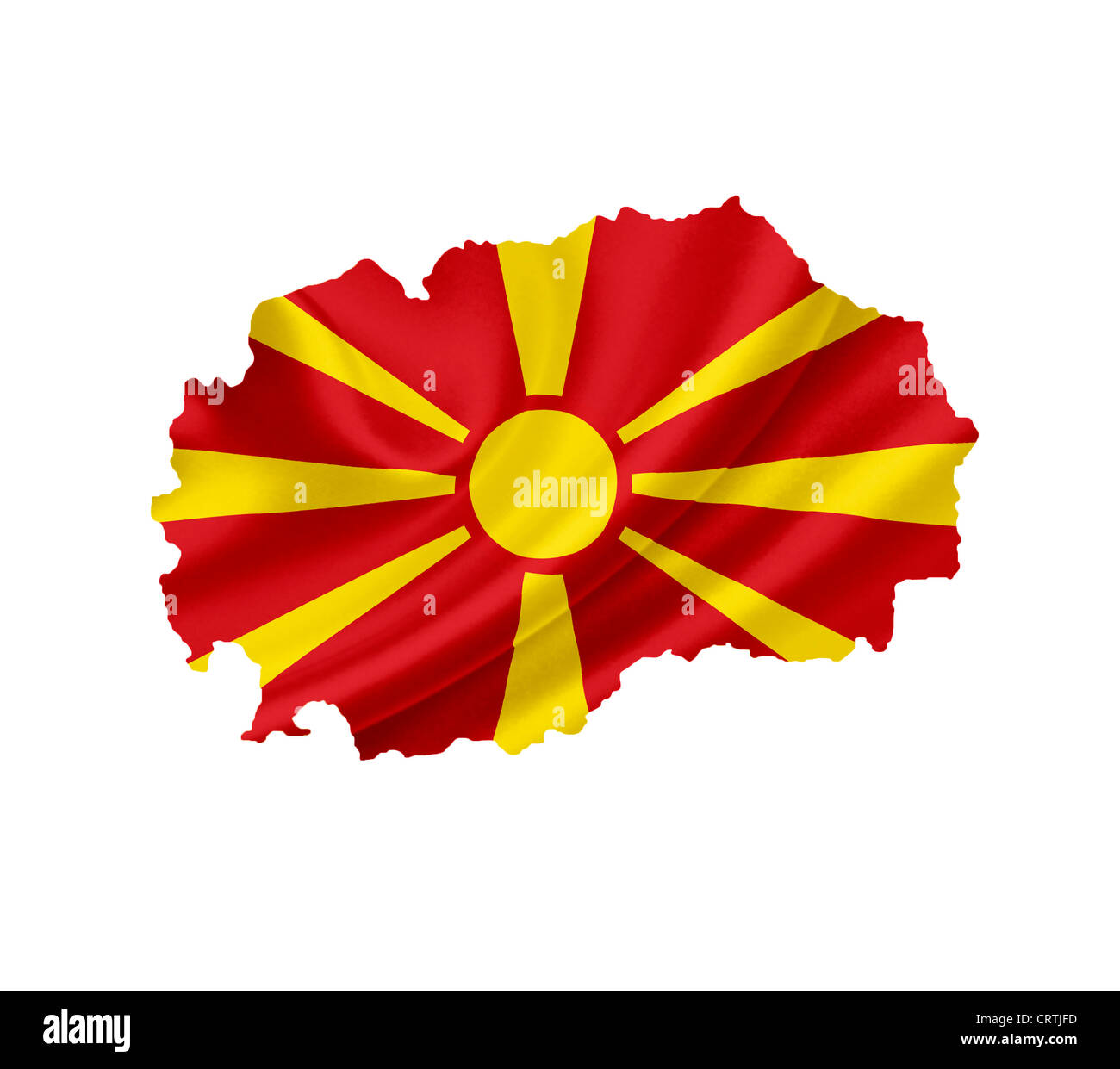 Map of Macedonia with waving flag isolated on white Stock Photo - Alamy