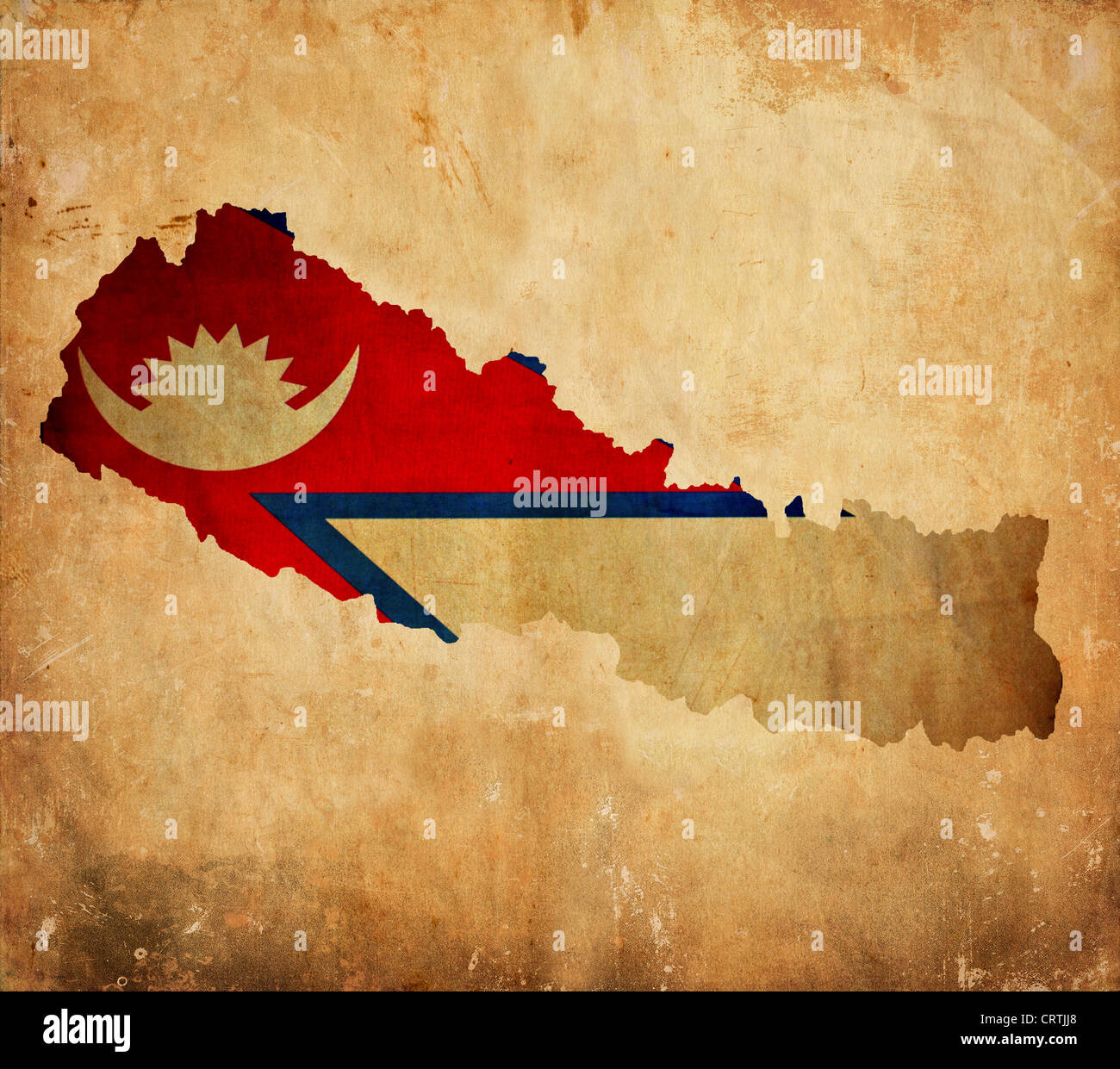 Vintage map of Nepal on grunge paper Stock Photo - Alamy