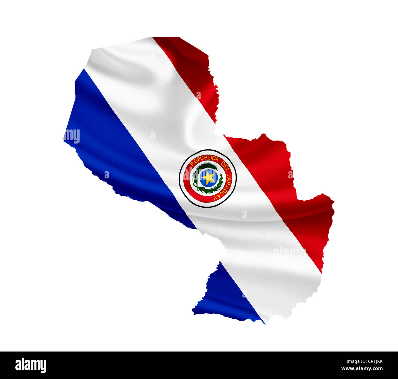Map of Paraguay with waving flag isolated on white Stock Photo - Alamy