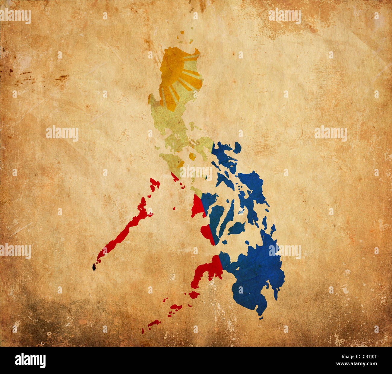 Vintage map of Philippines on grunge paper Stock Photo - Alamy