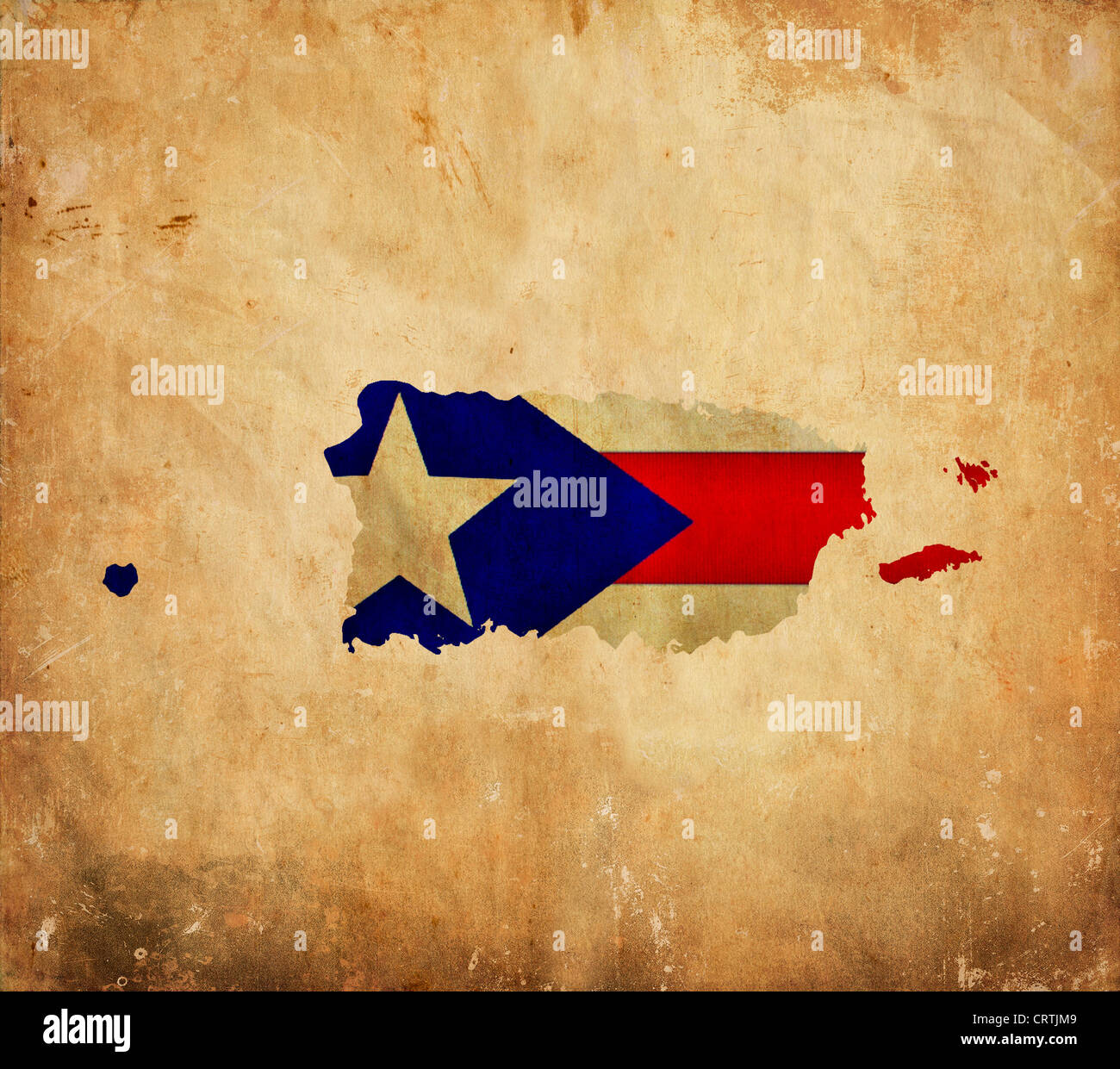Vintage map of Puerto Rico on grunge paper Stock Photo - Alamy