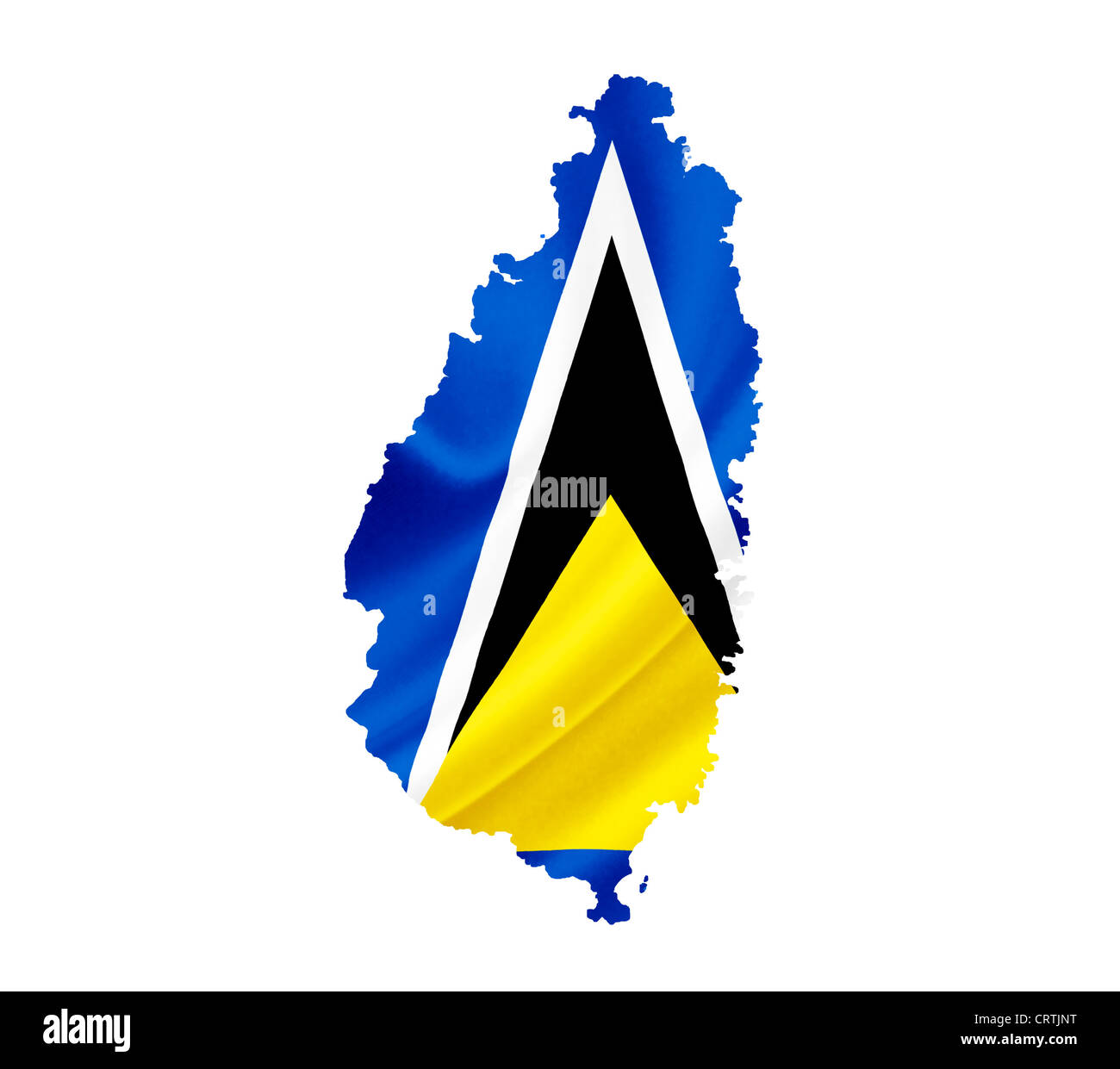 Map of Saint Lucia with waving flag isolated on white Stock Photo - Alamy