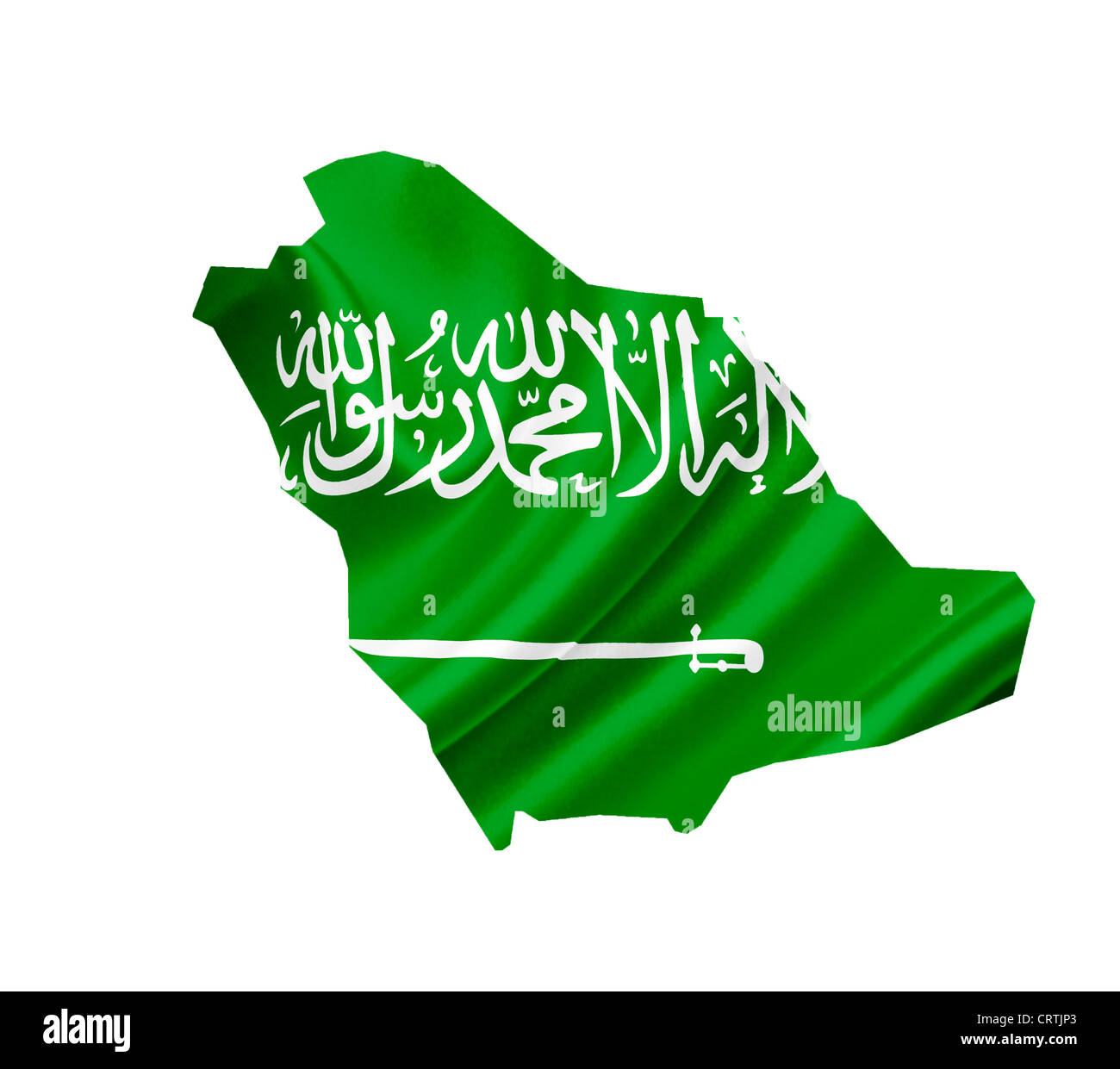 Map of Saudi Arabia with waving flag isolated on white Stock Photo - Alamy