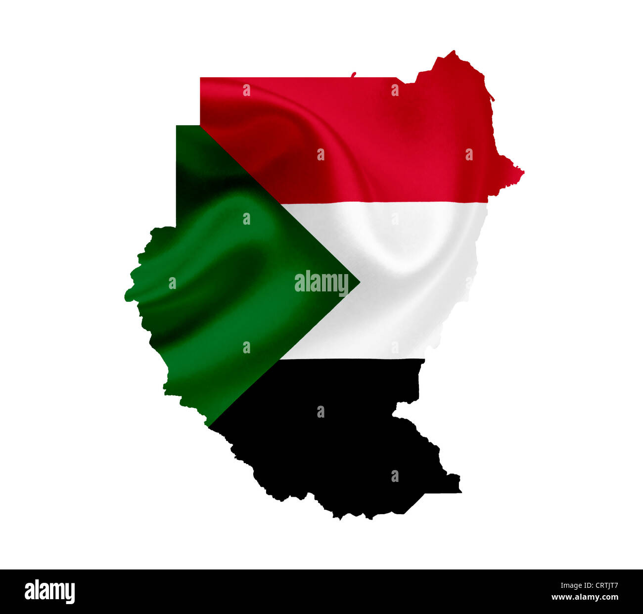 Map of Sudan with waving flag isolated on white Stock Photo - Alamy