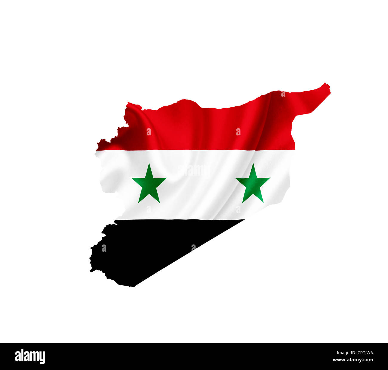 Map of Syria with waving flag isolated on white Stock Photo - Alamy