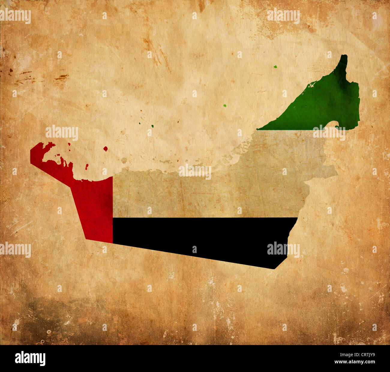 Vintage map of United Arab Emirates on grunge paper Stock Photo - Alamy