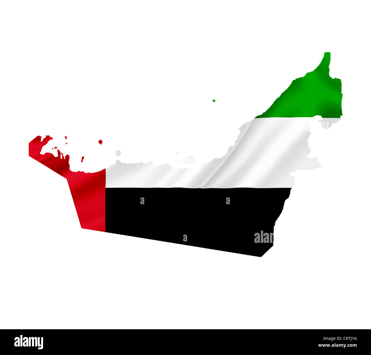 Map of United Arab Emirates with waving flag isolated on white Stock ...