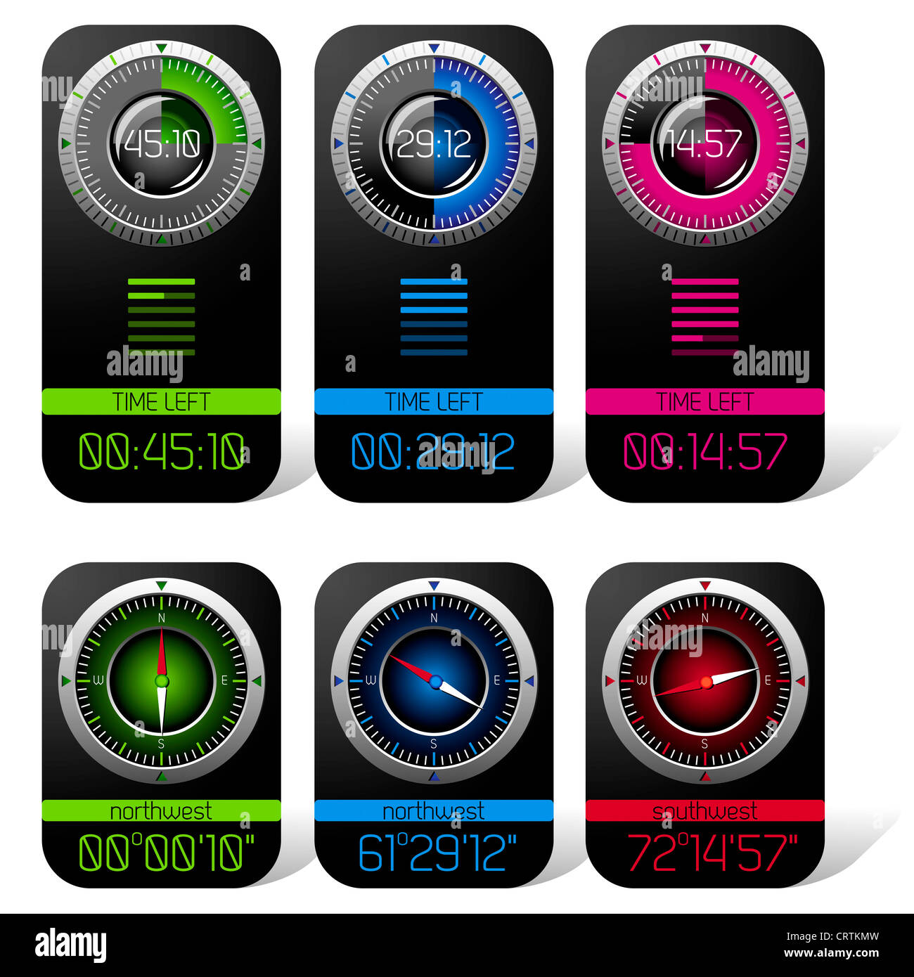 Digital Chronometer and Compass Displays Stock Photo - Alamy