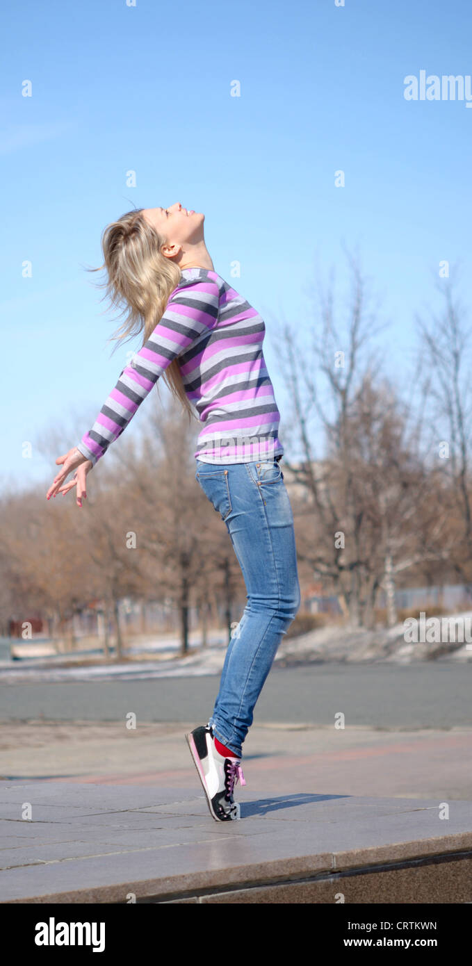 dancing woman in the spring Stock Photo - Alamy